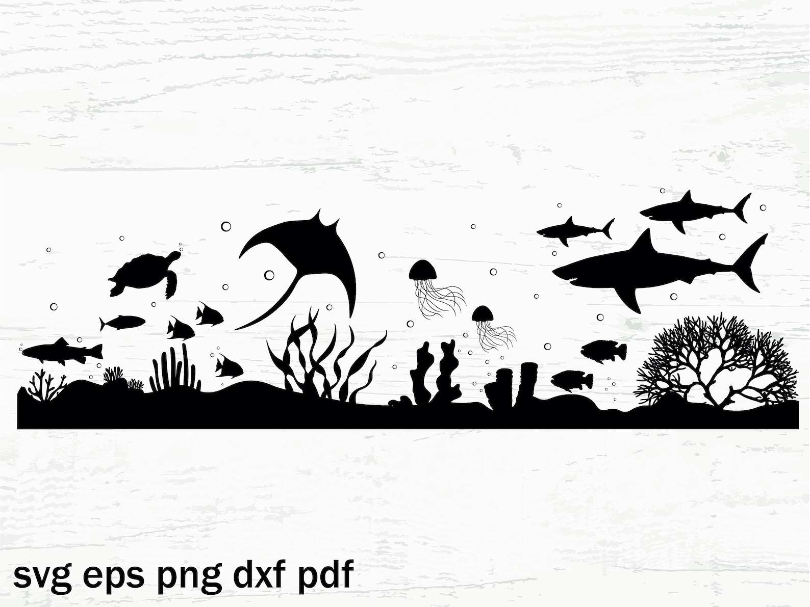 Underwater Sea Life SVG: Coral Reef Clipart (digital Download) - Etsy