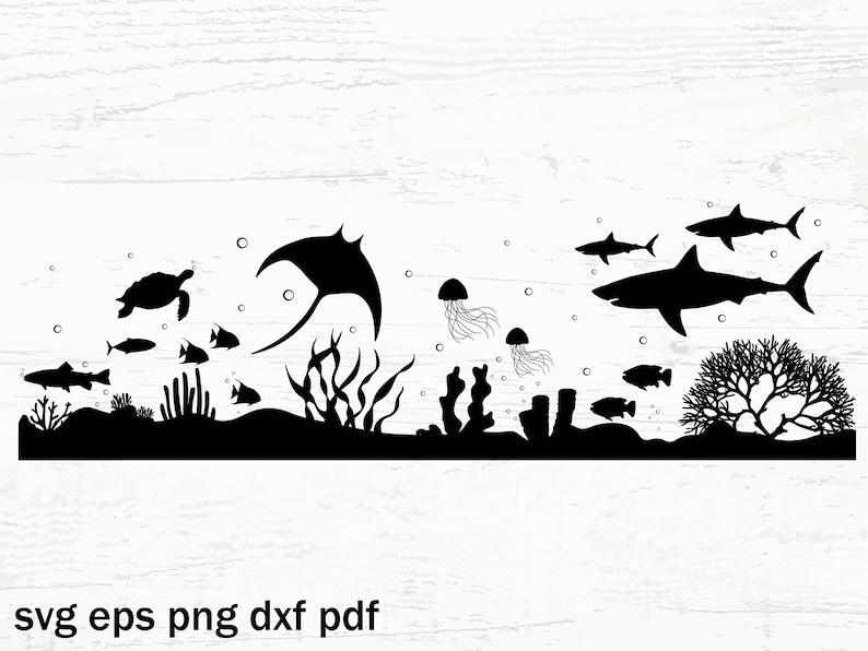 Sea Scene Svg, Undersea With Fish Svg, Corals Reef Svg, Seaweed Svg ...