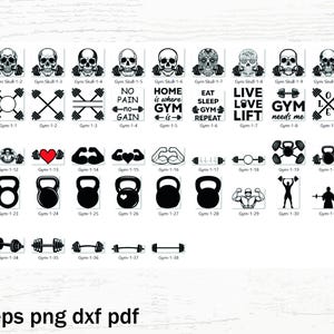 Skeleton Dumbbell Svg, Gym Svg, Weightlifting Svg, Skull Svg, Barbell ...