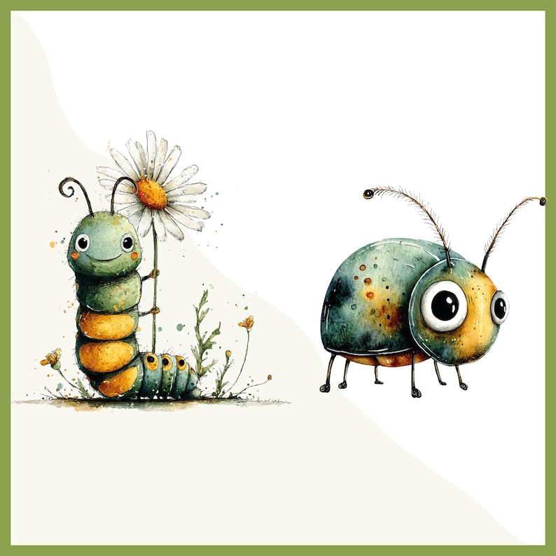 Watercolor Insects Clipart | 44 Whimsical Bug Illustrations (PNG ...