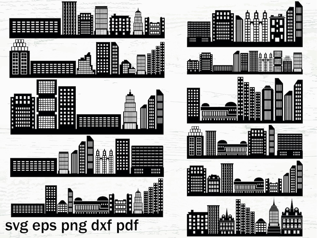 Superhero Buildings, Skyline City Clipart, City Svg, Cityscape Bundle ...