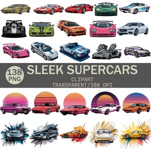 Supercar Clipart Mega Pack: 138 High-res PNG Illustrations - Etsy