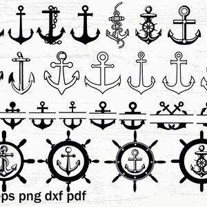 Anchor SVG Bundle: Nautical Clipart, Split Name Frame (cut Files) - Etsy