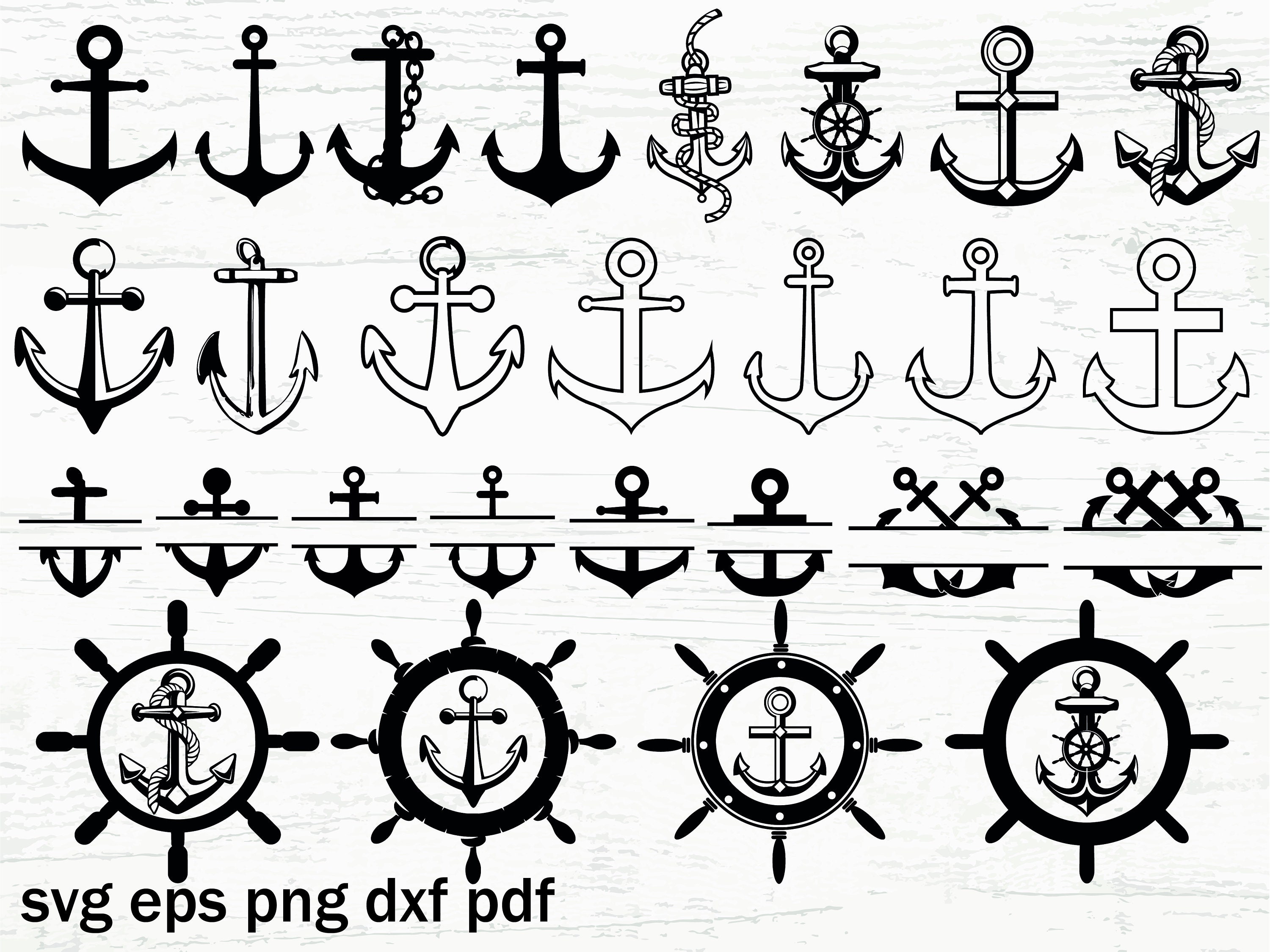 Anchor SVG Bundle: Nautical Clipart, Split Name Frame (cut Files) - Etsy