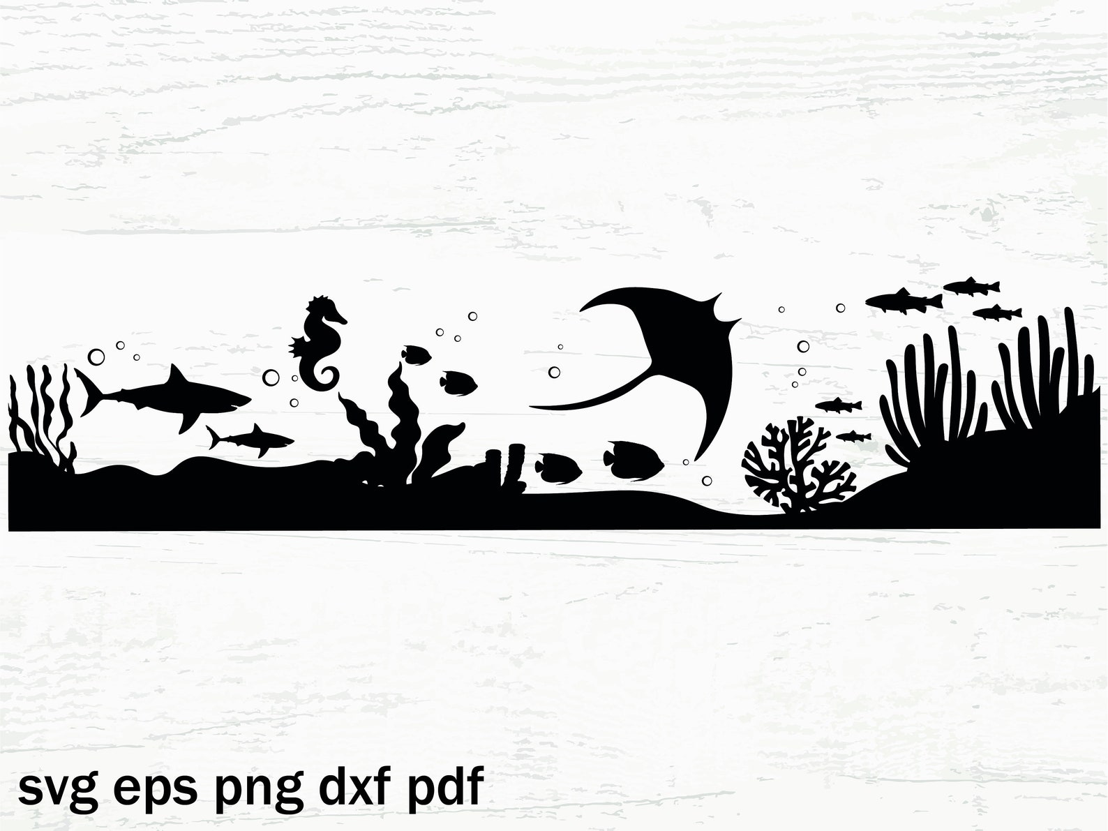 Sea Scene Svg, Undersea With Fish Svg, Corals Reef Svg, Seaweed Svg ...
