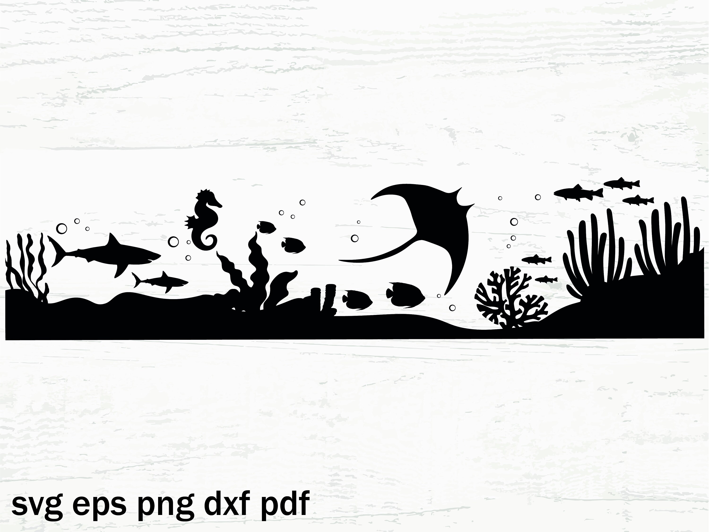 Sea Scene Svg, Undersea With Fish Svg, Corals Reef Svg, Seaweed Svg ...