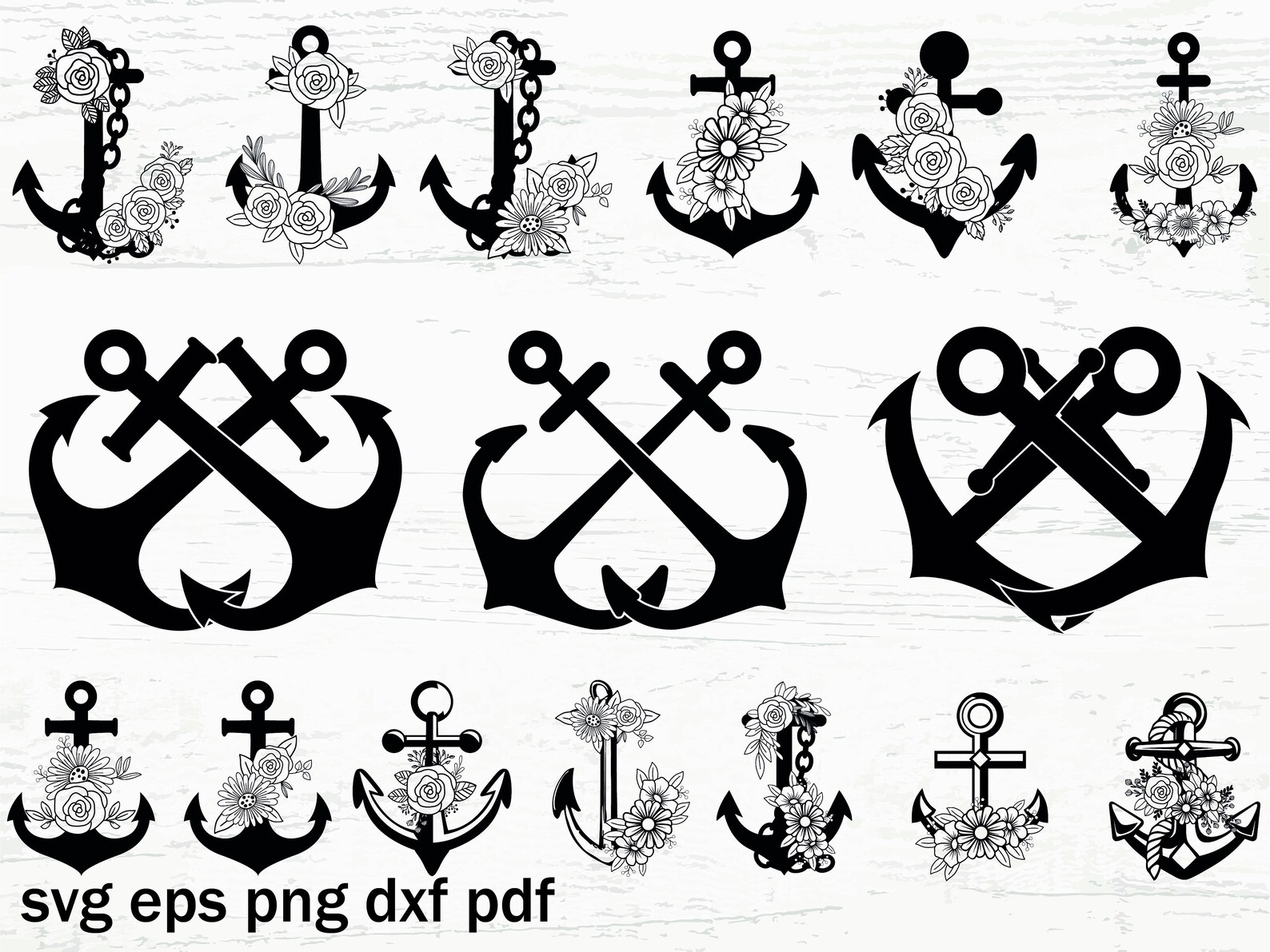 Anchor SVG Bundle: Nautical Clipart, Split Name Frame (cut Files) - Etsy