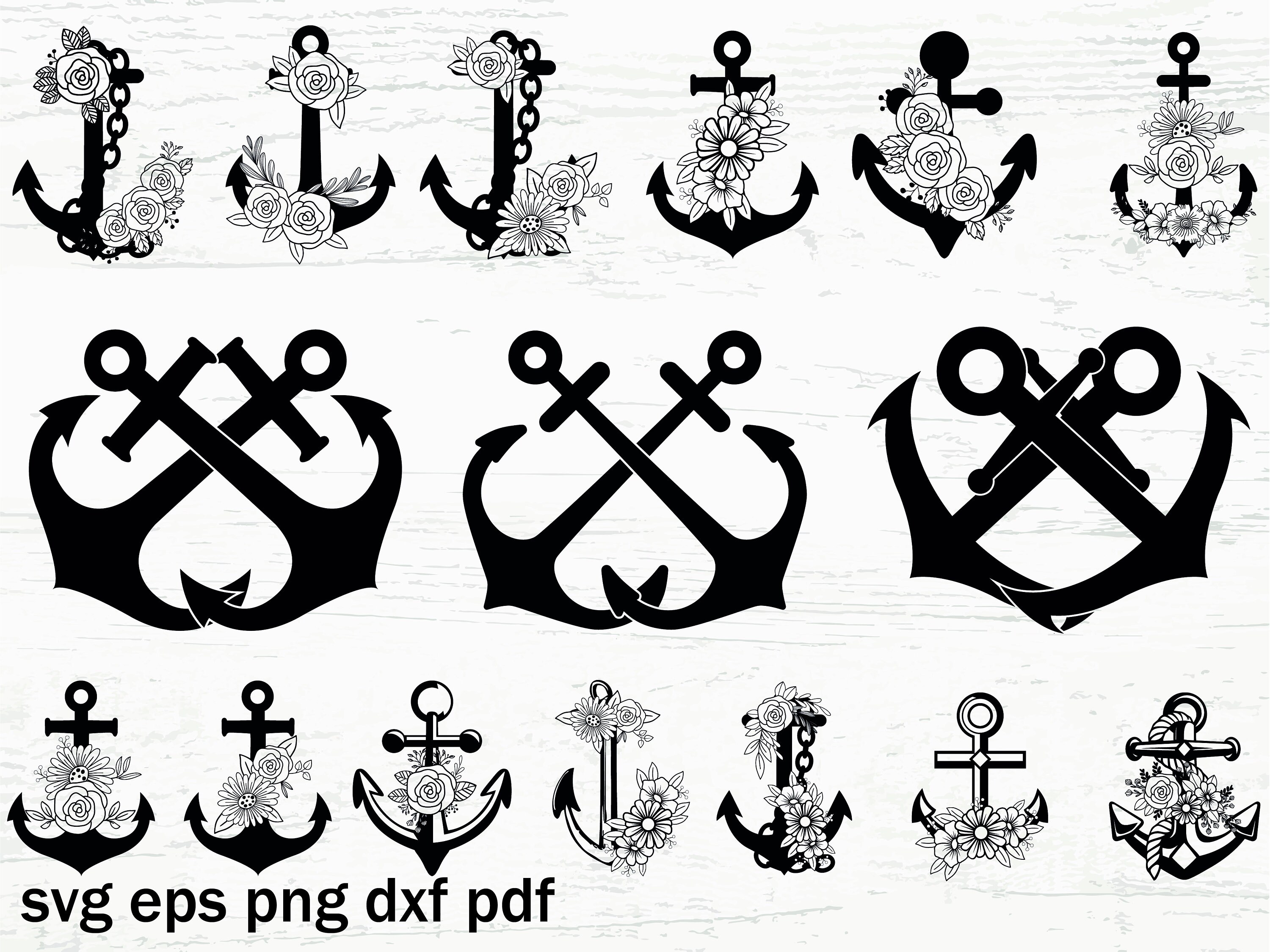 Anchor SVG Bundle: Nautical Clipart, Split Name Frame (cut Files) - Etsy