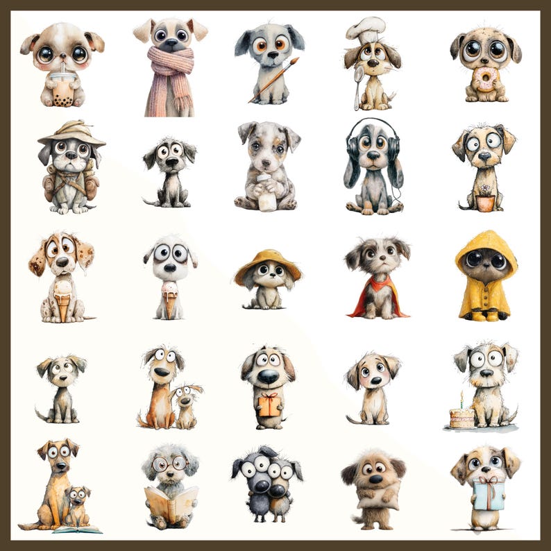 Quirky Dogs Clipart PNG | 124 Funny Dog Clipart | Cute Silly Puppy ...