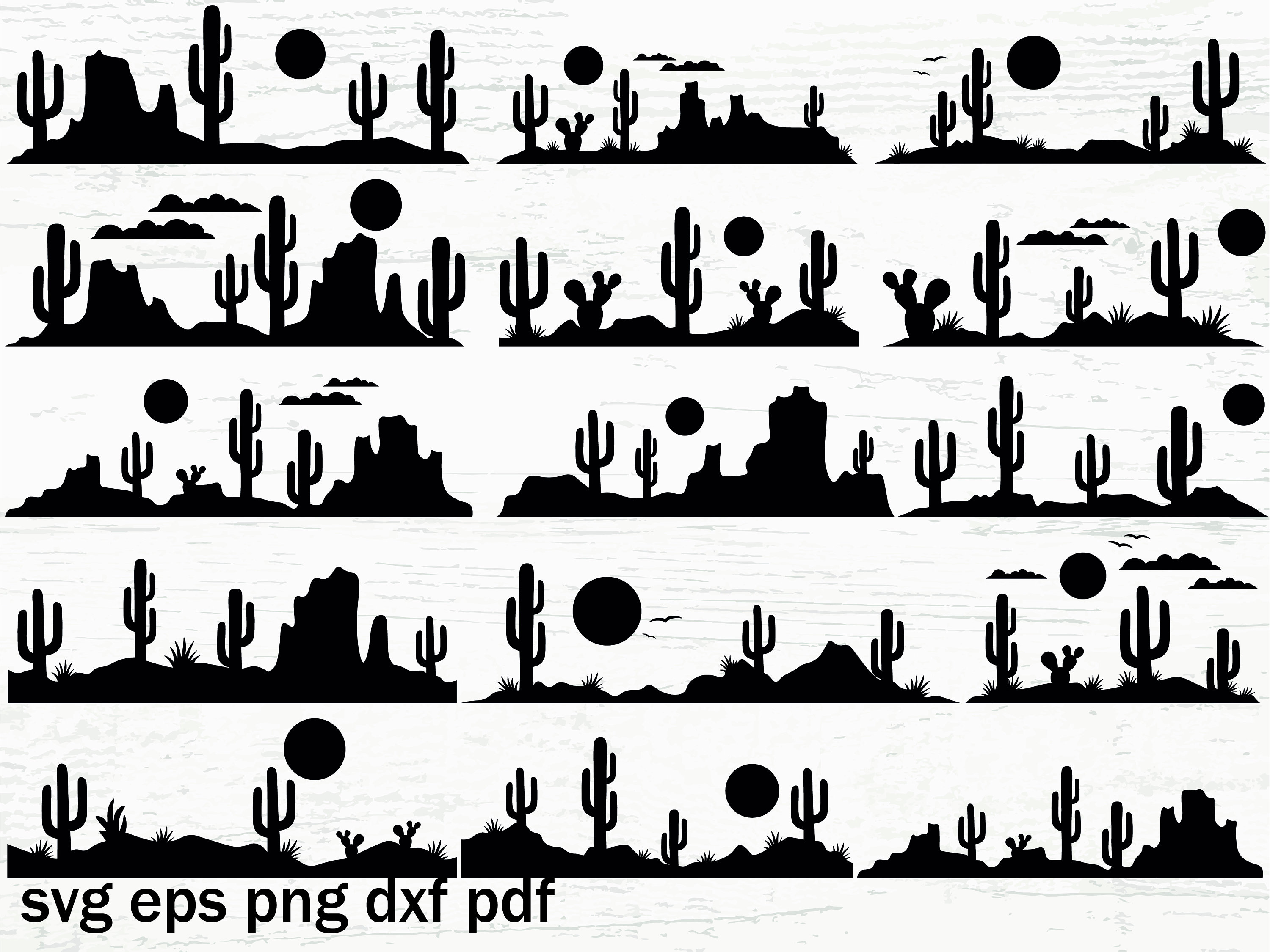 Desert Scene SVG, Desert Landscape SVG, Cactus SVG, Desert Png, Desert ...