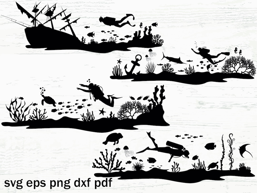 Sea Scene Svg, Undersea With Fish Svg, Corals Reef Svg, Seaweed Svg ...