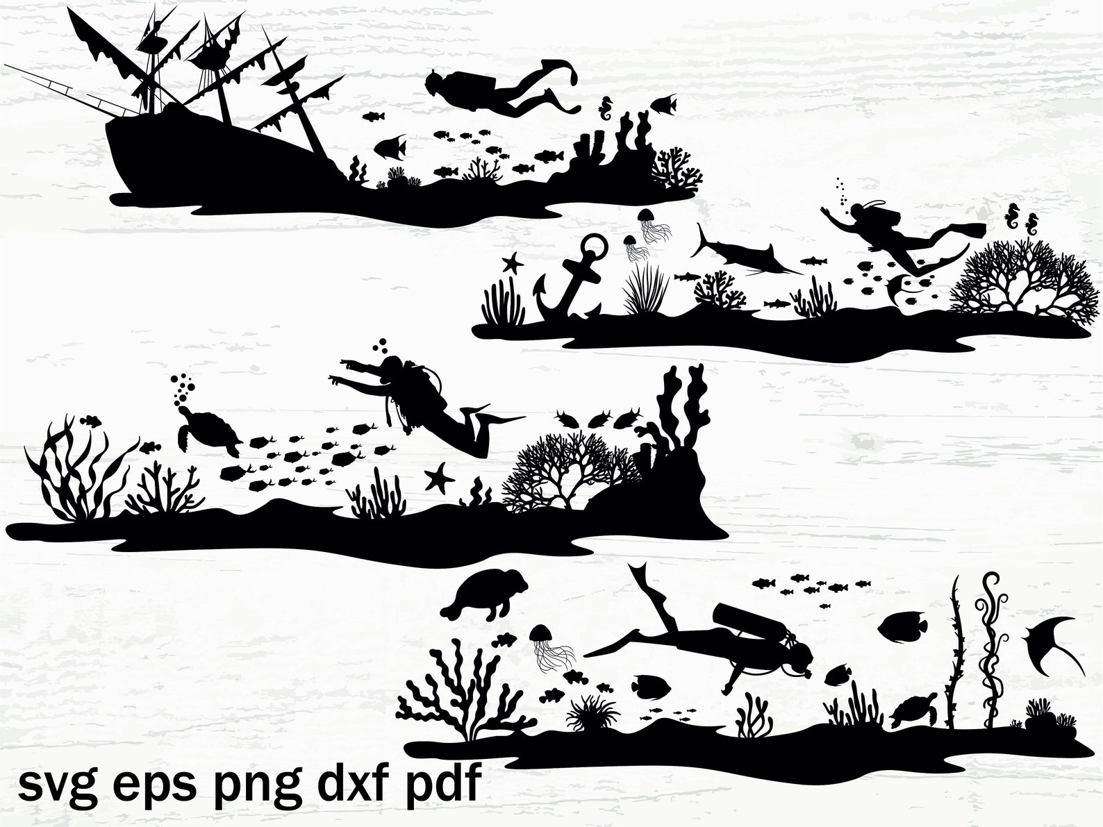 Sea Scene Svg, Undersea With Fish Svg, Corals Reef Svg, Seaweed Svg ...