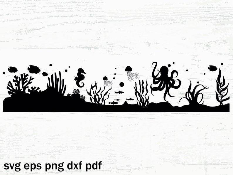 Sea Scene Svg, Undersea With Fish Svg, Corals Reef Svg, Seaweed Svg ...