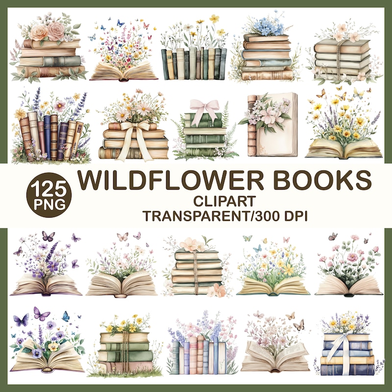 Open Book Flower Clipart - Etsy UK