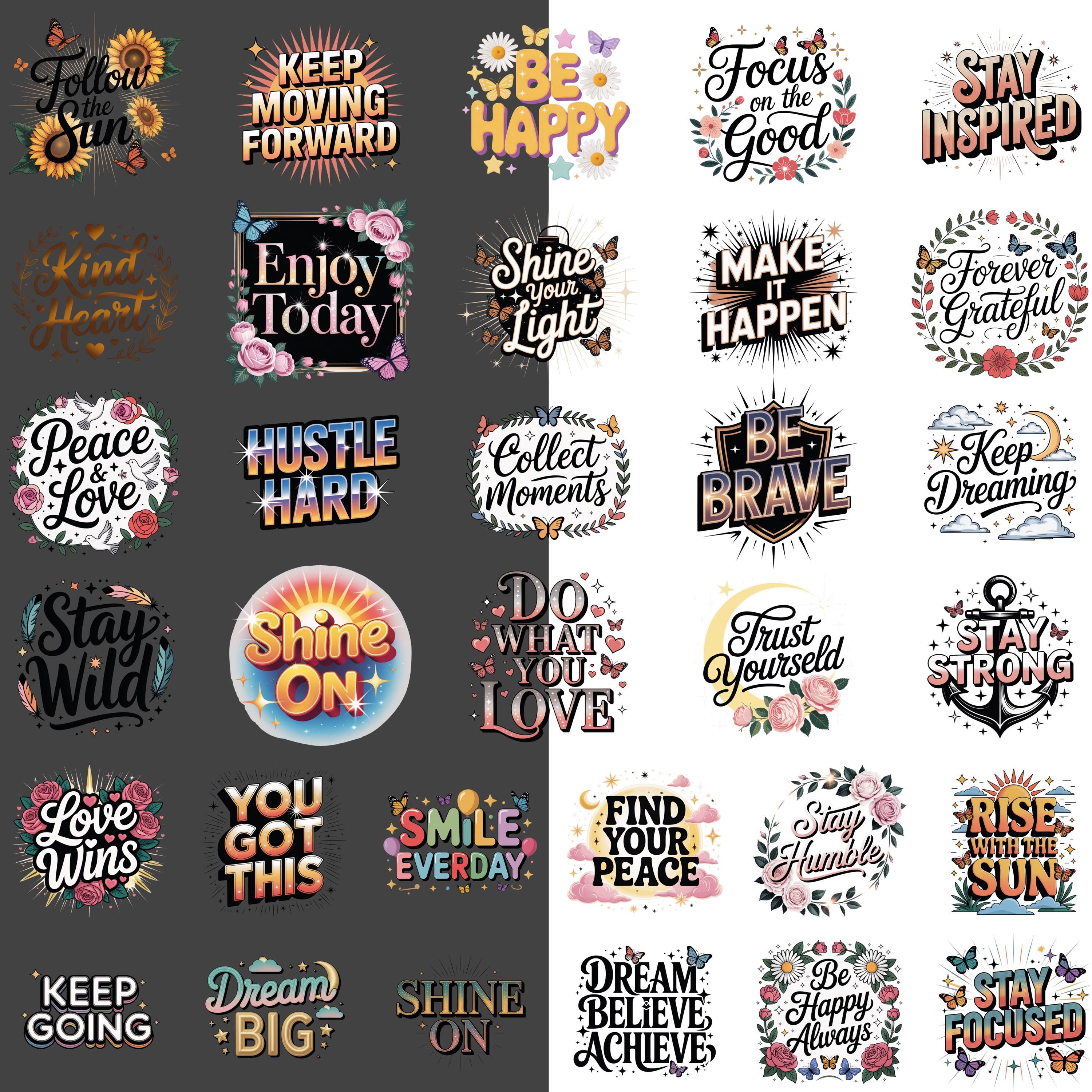 Inspirational Quote Clipart Bundle: Positive Affirmations (digital ...