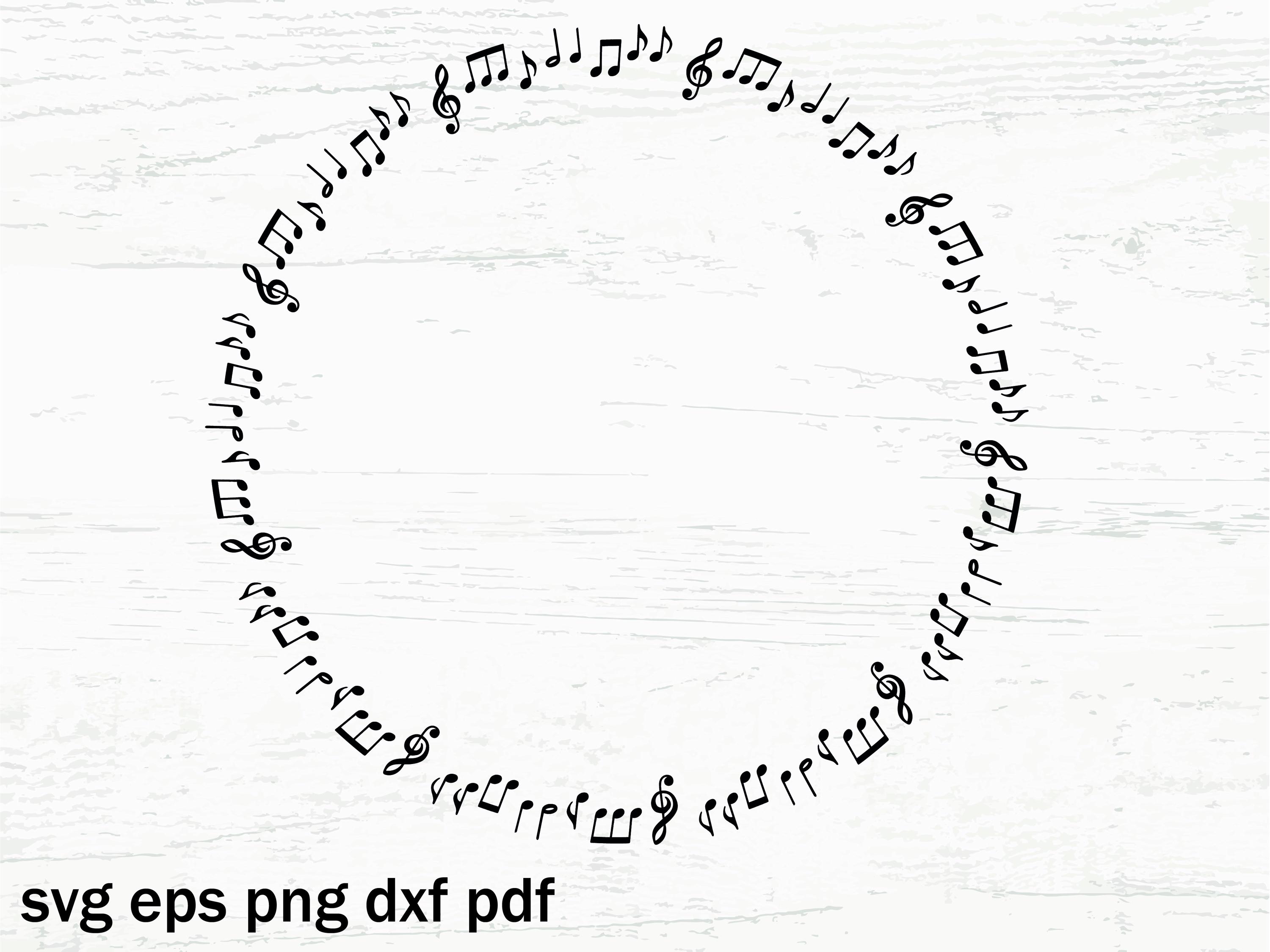 Music Note Circle Frame: Treble Clef SVG PNG Vector (digital Download ...