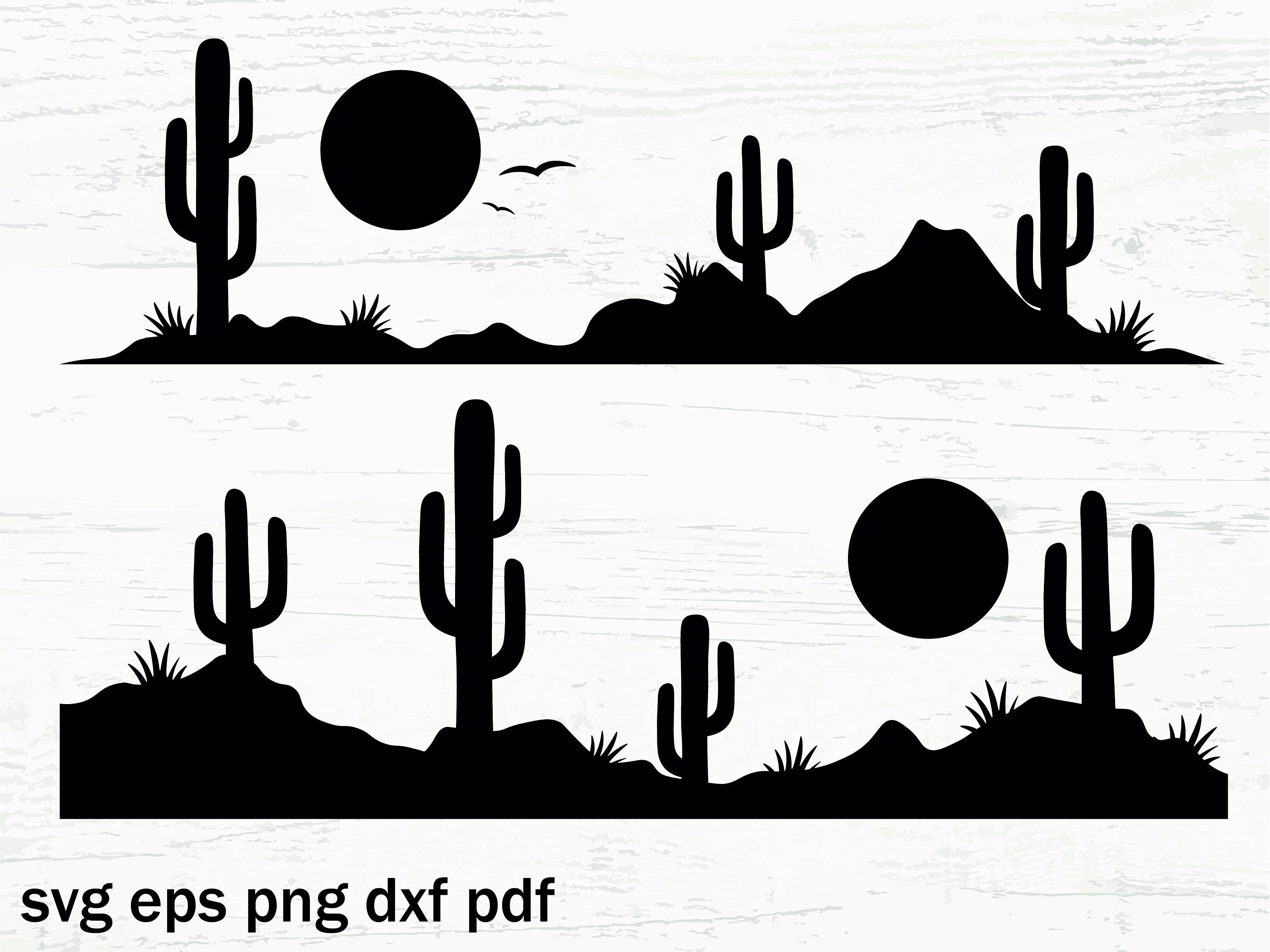 Desert Scene SVG, Desert Landscape SVG, Cactus SVG, Desert Png, Desert ...