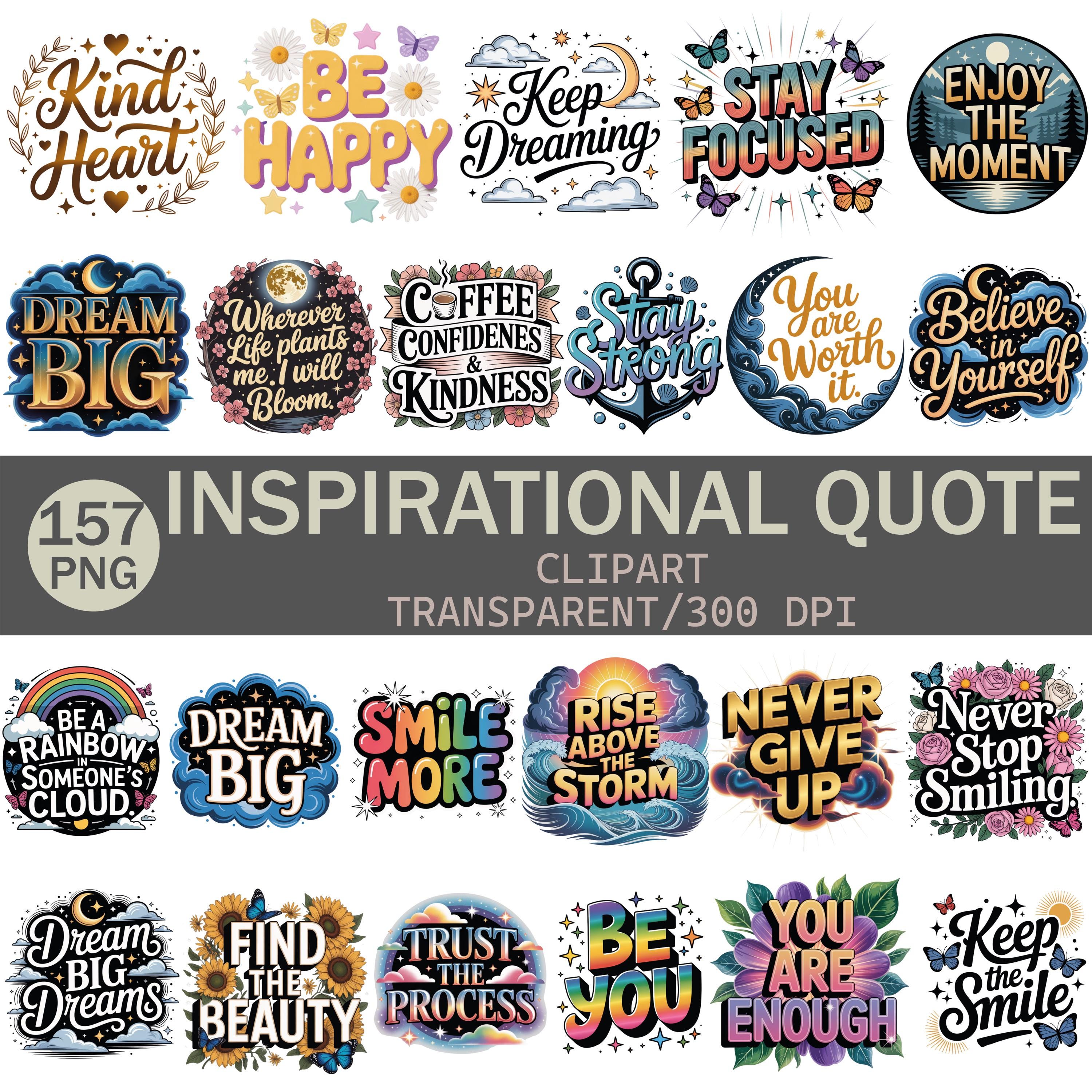 Inspirational Quote Clipart Bundle: Positive Affirmations (digital ...