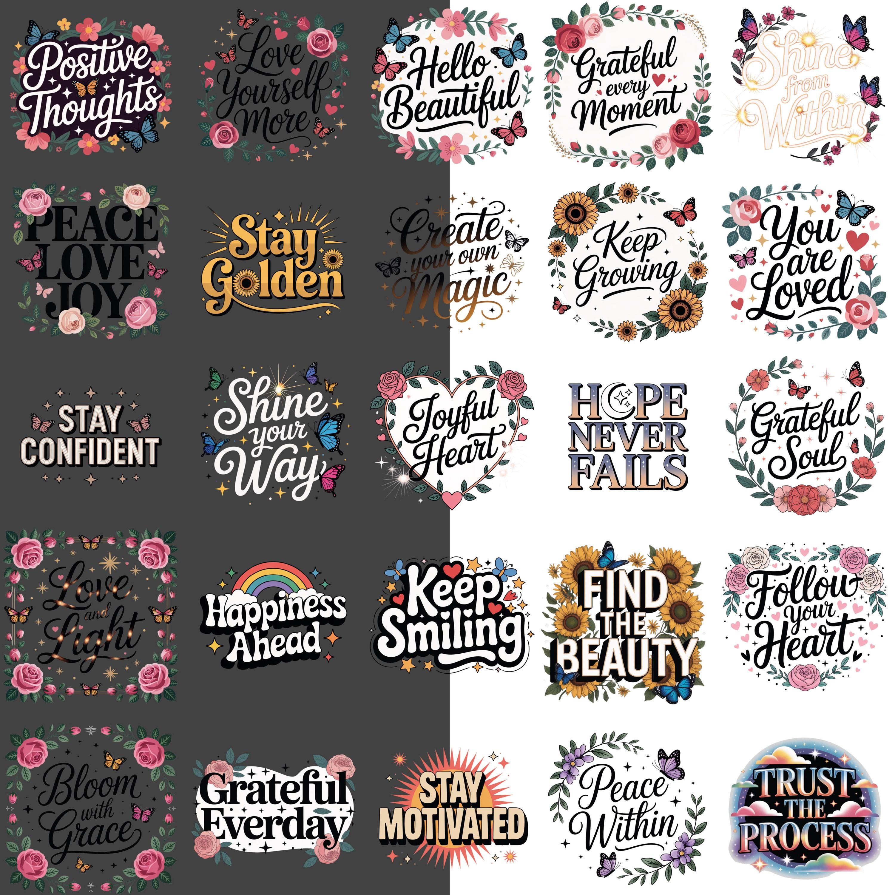 Inspirational Quote Clipart Bundle: Positive Affirmations (digital ...