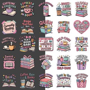 Book Lover Clipart Bundle: Cozy Reading Quotes, Bookish Girl Designs ...