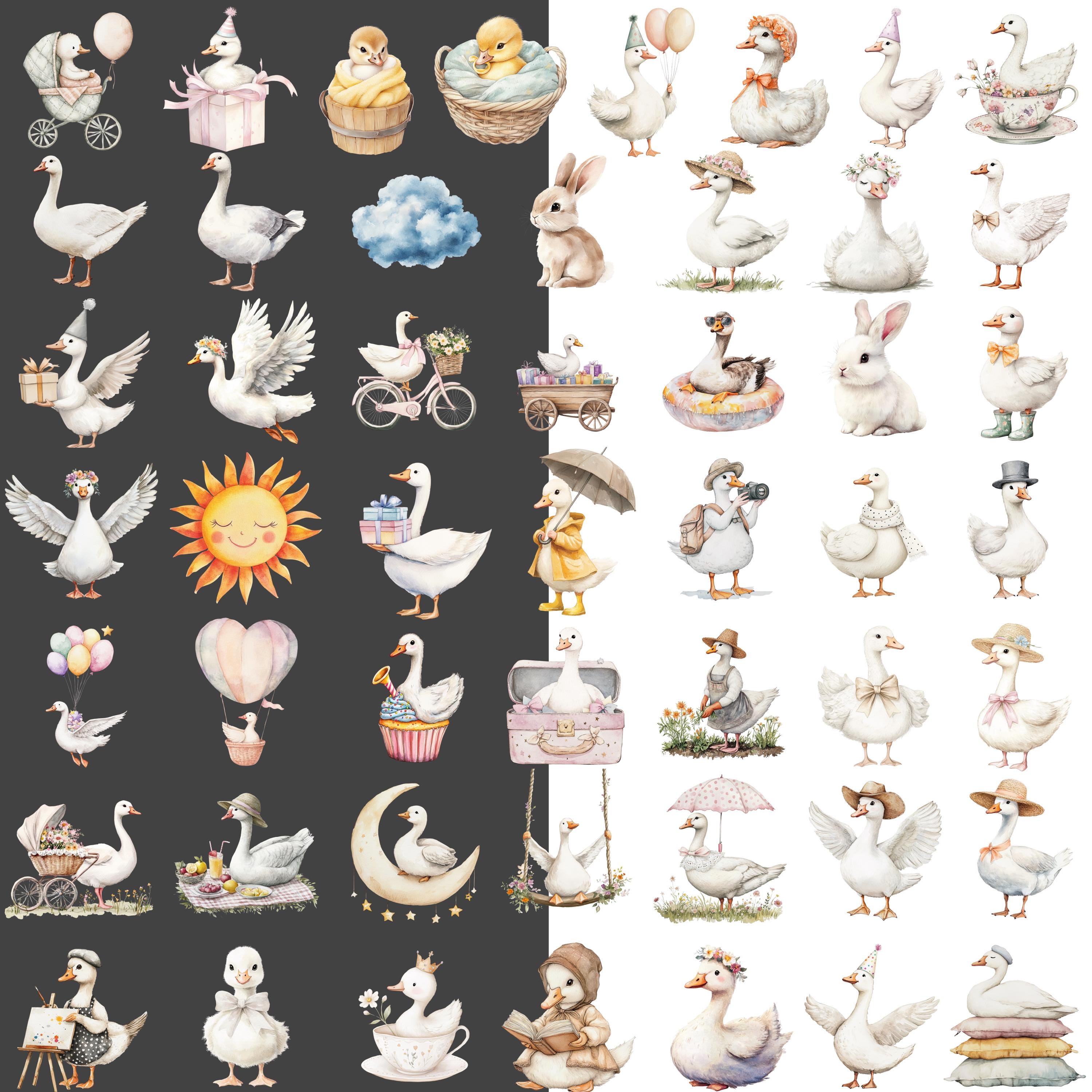 Goose Clipart Mega Pack: 198 Whimsical Illustrations (PNG, 300 DPI ...