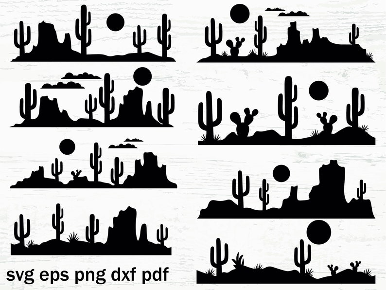 Desert Landscape SVG Bundle: Cactus Scene Cut Files (digital Download ...