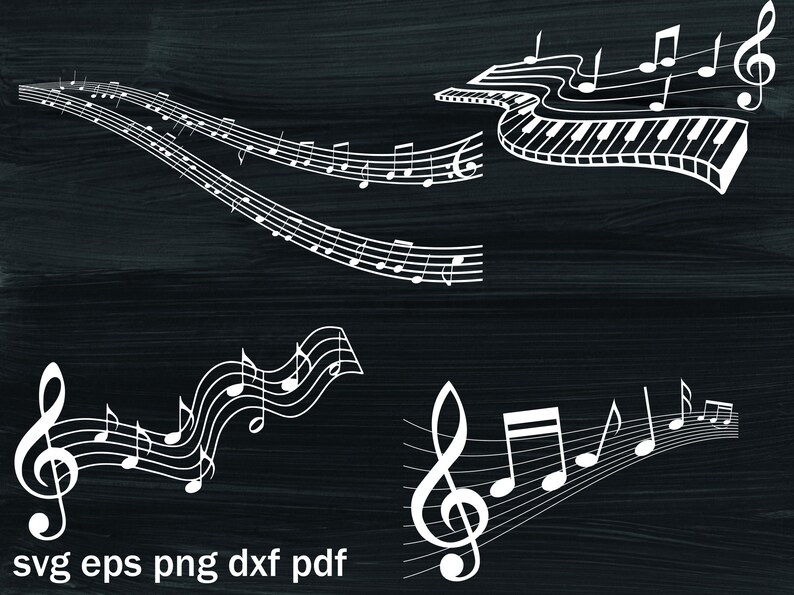 Music Notes SVG Bundle | Musical Staff & Treble Clef Elements | Svg Png ...