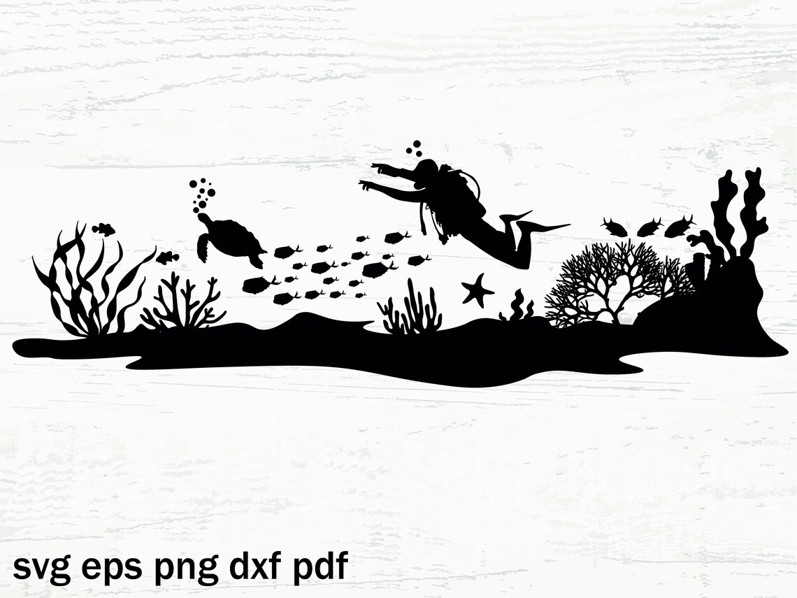 Sea Scene Svg, Undersea With Fish Svg, Corals Reef Svg, Seaweed Svg ...