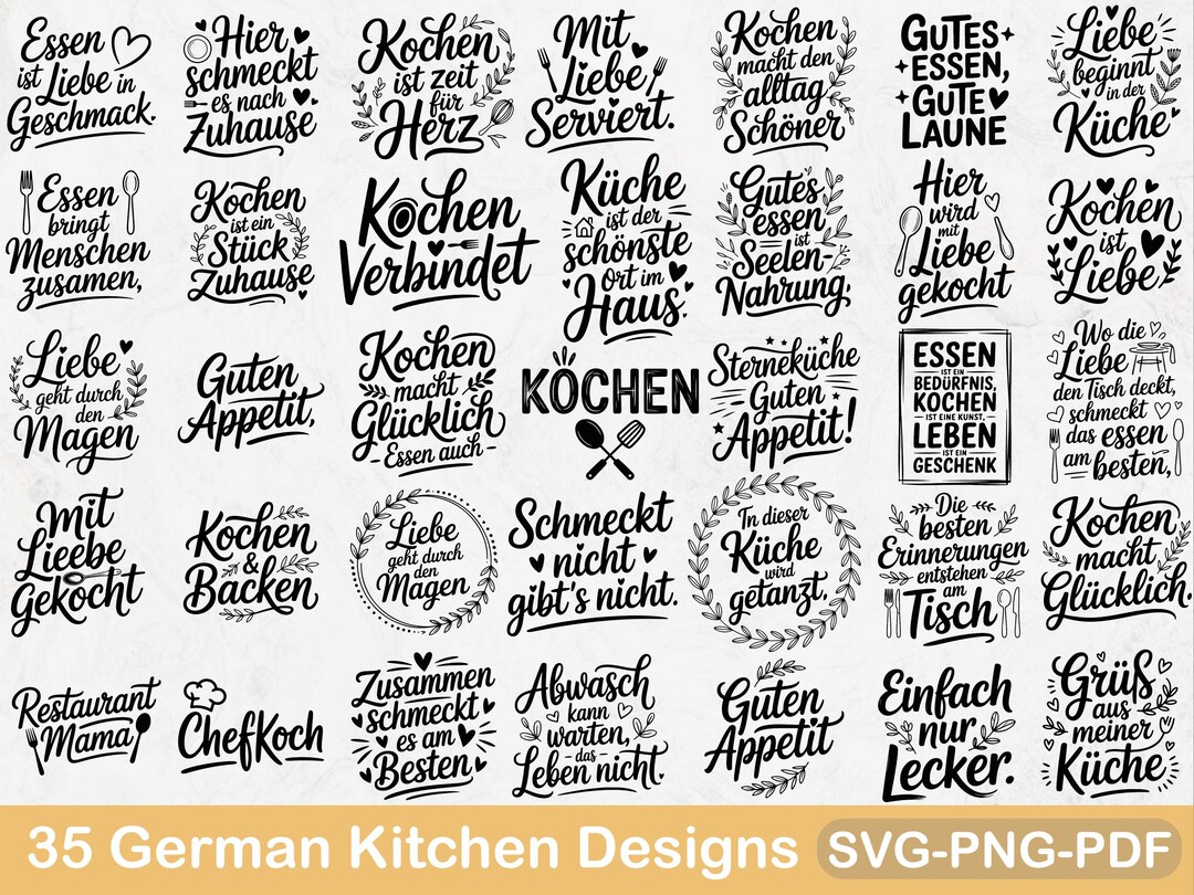 German Kitchen Quotes SVG Bundle | Kochen Sprüche, Küche Zitate ...