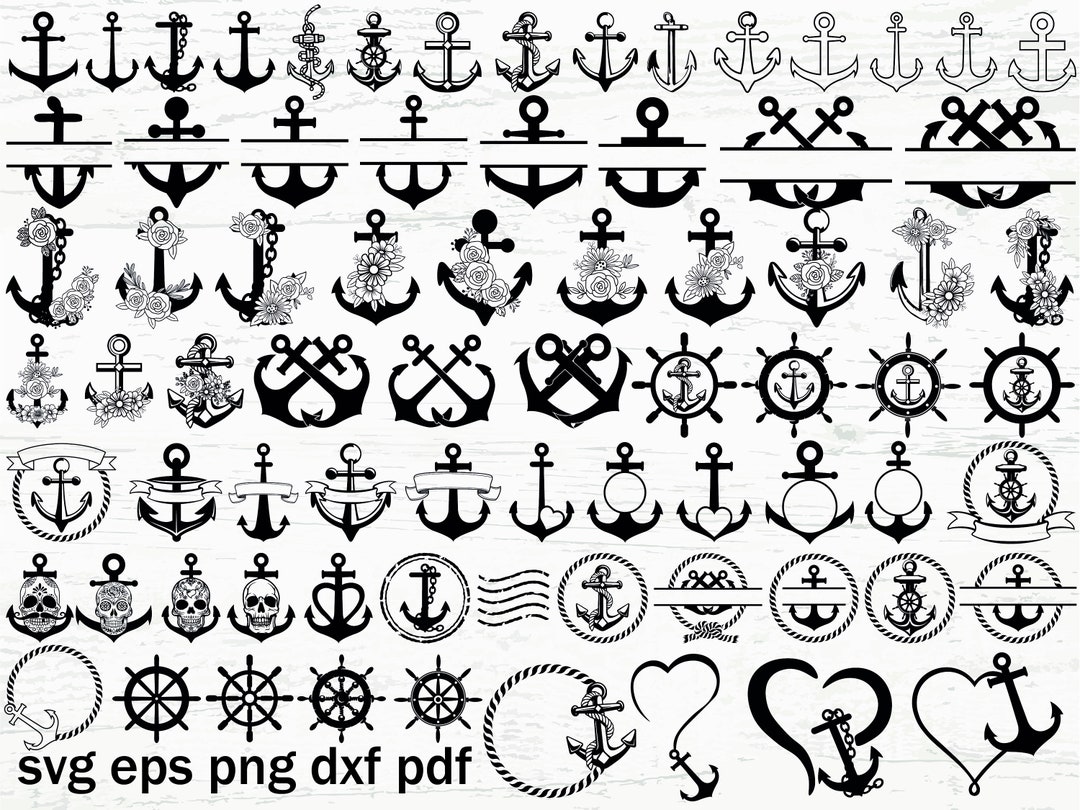 Anchor SVG Bundle: Nautical Clipart, Split Name Frame (cut Files) - Etsy