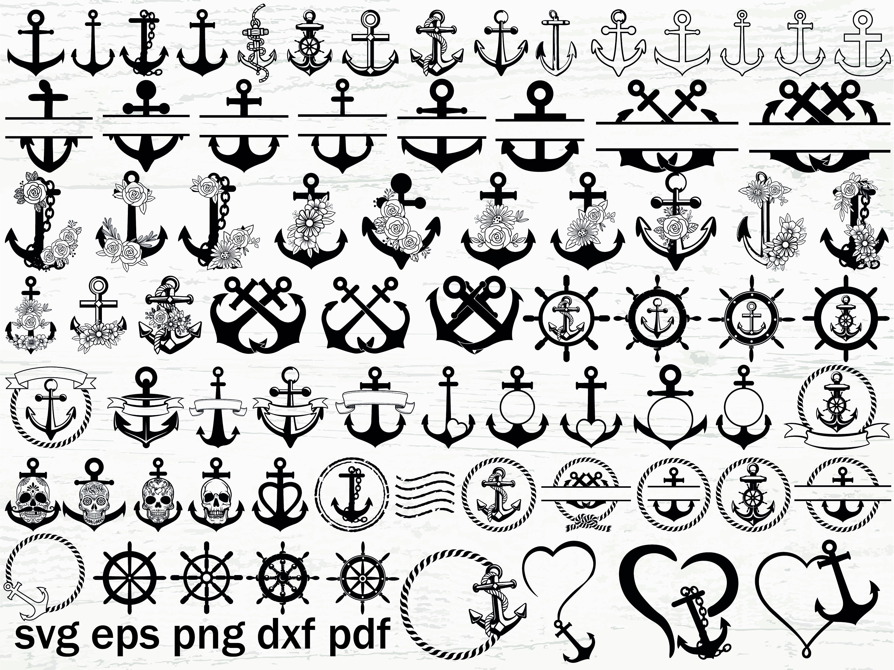 Anchor SVG Bundle: Nautical Clipart, Split Name Frame (cut Files) - Etsy