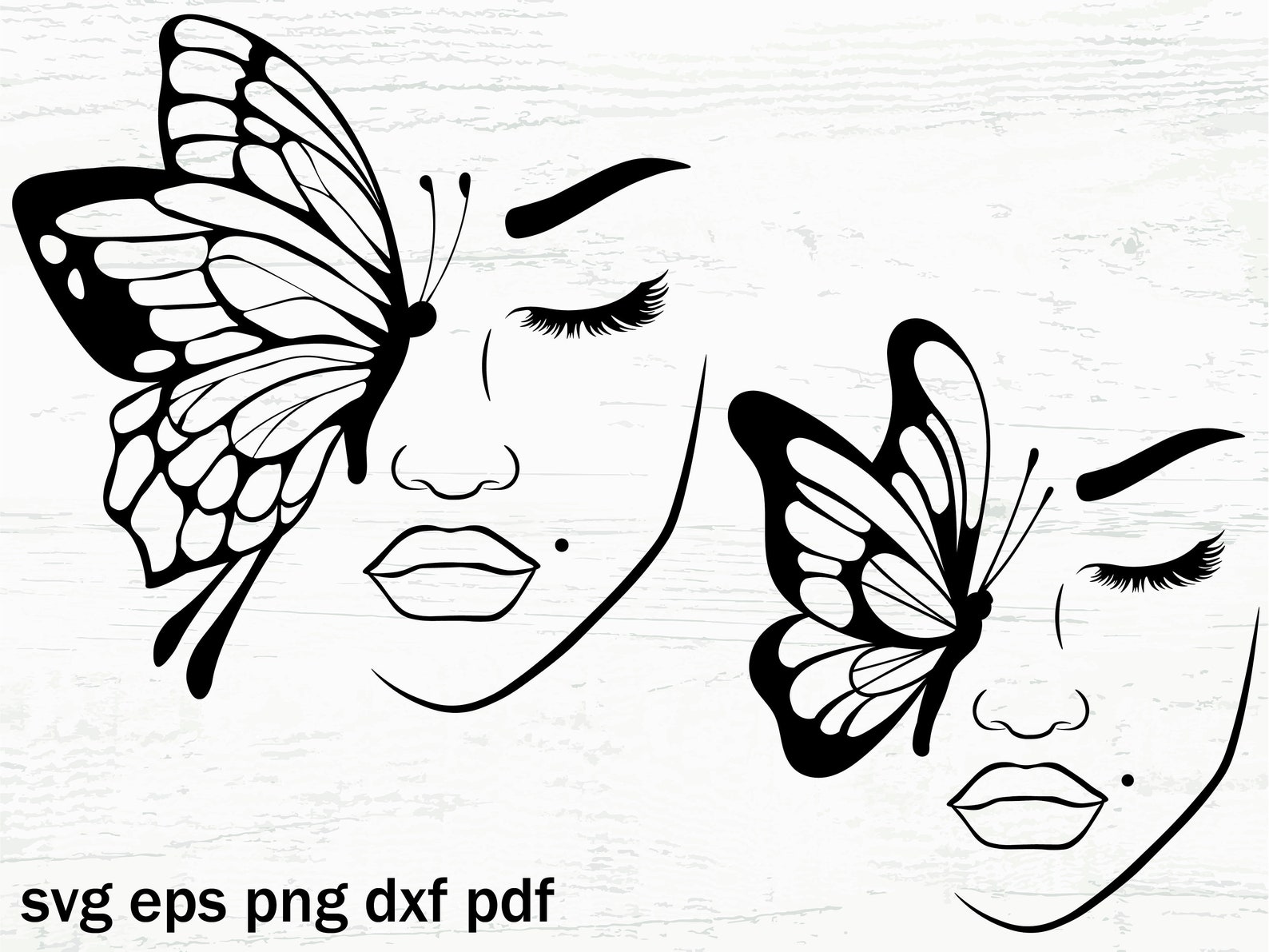 Woman Face With Butterfly SVG, Woman Face Svg, Butterfly Svg, Lip Svg ...