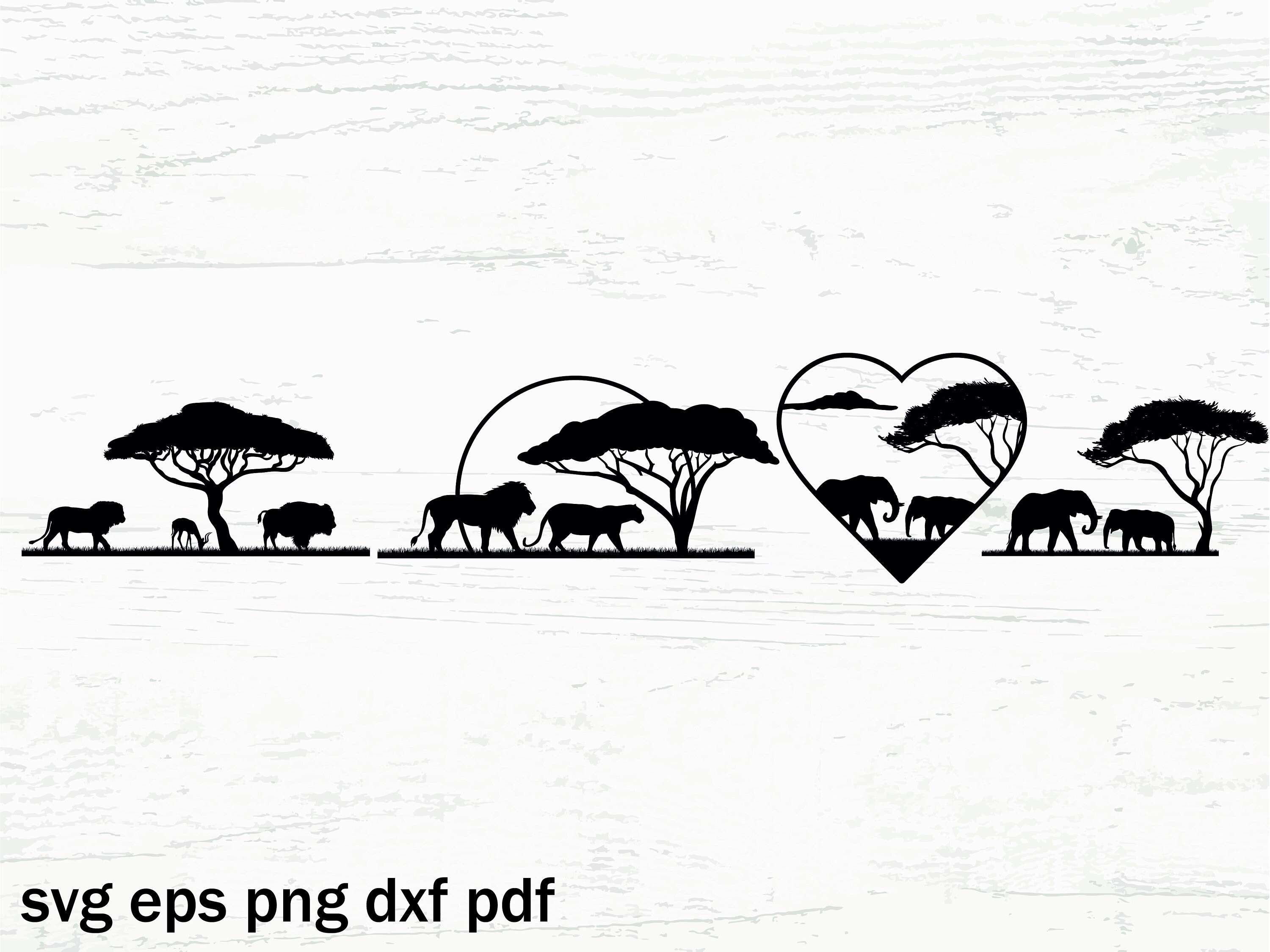 Safari Animal SVG Elephant Svg, Giraffe Svg Safari Clipart Birds Flying ...