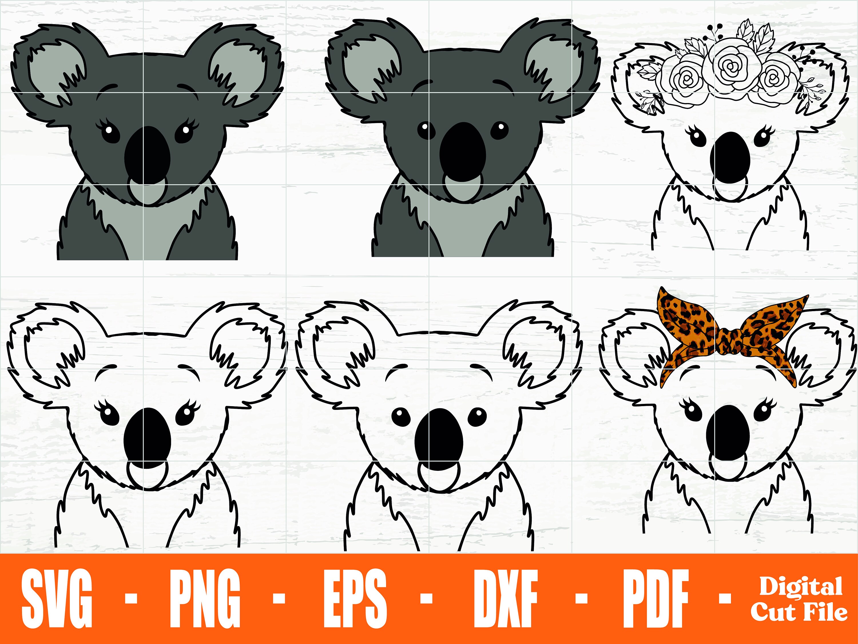 Koala Svg File Koala With Flower Crown SVG Cute Koala With - Etsy