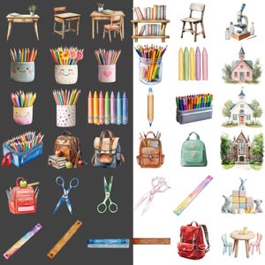Back to School Clipart Mega Pack: 125 School Illustrations (PNG Digital ...