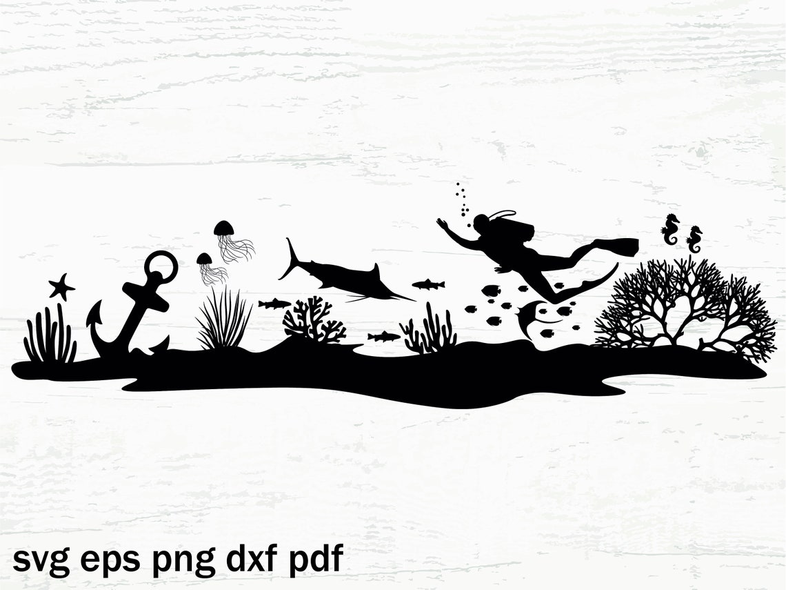 Sea Scene Svg, Undersea With Fish Svg, Corals Reef Svg, Seaweed Svg ...