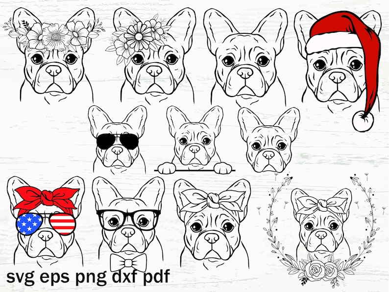Frenchie Svg File, Dog Svg File, French Bulldog Svg, Animal Face Svg ...
