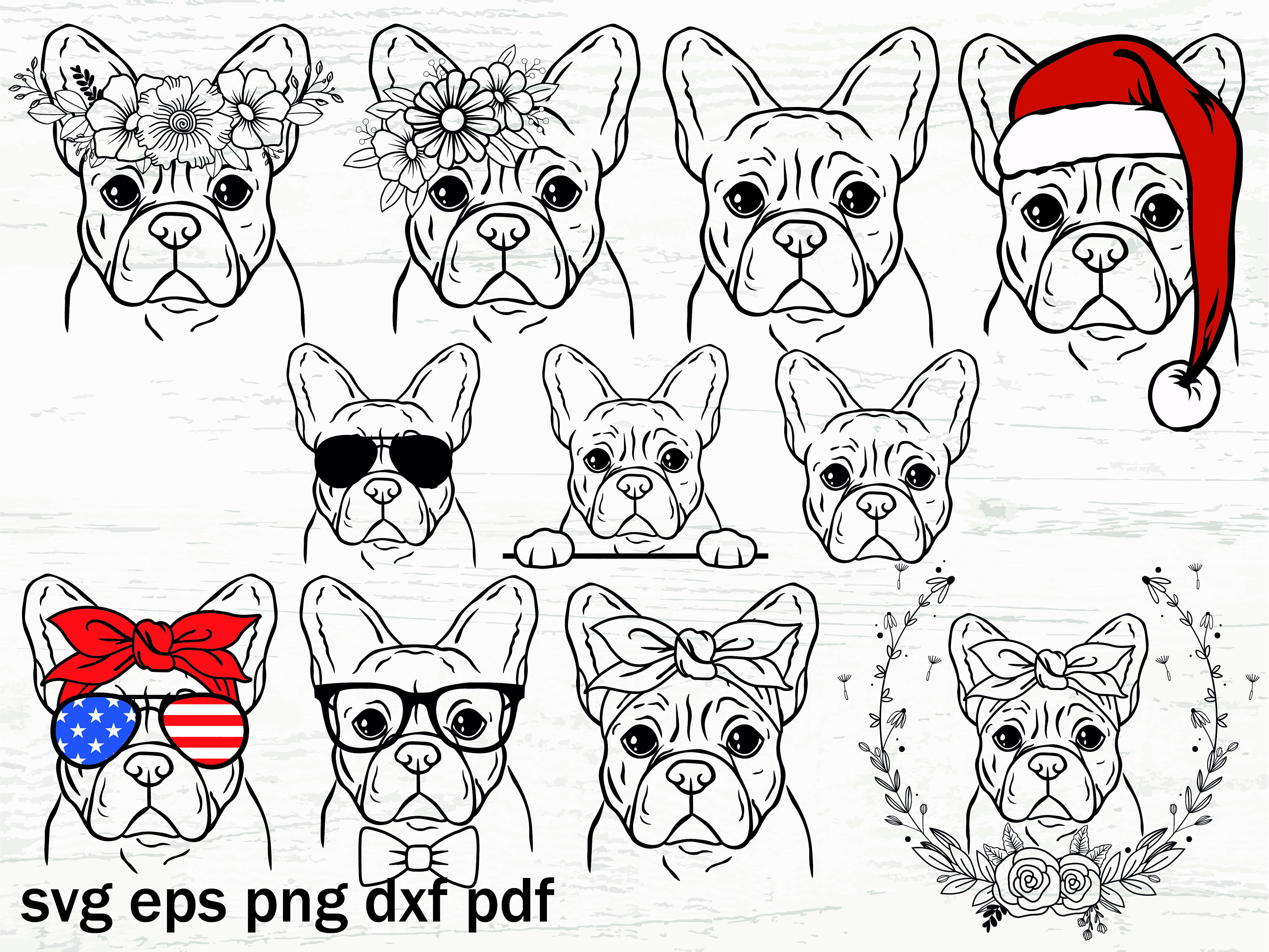 Frenchie Svg File, Dog Svg File, French Bulldog Svg, Animal Face Svg ...