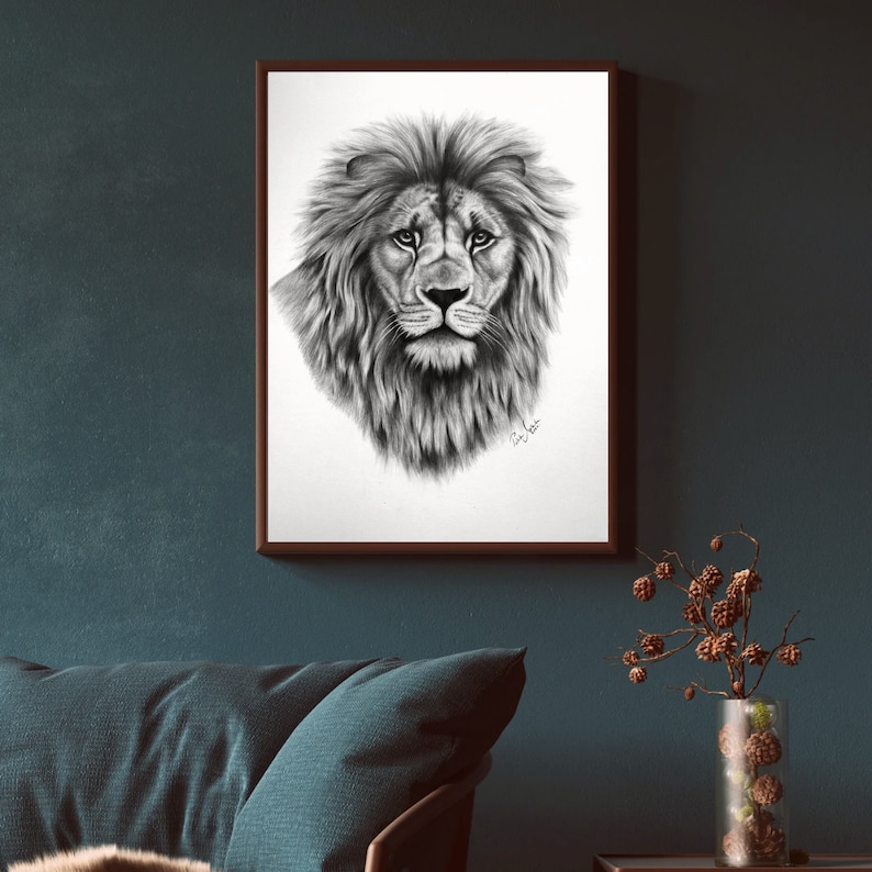 Original Lion Art Realistic Lion Portrait Drawing Lion King - Etsy
