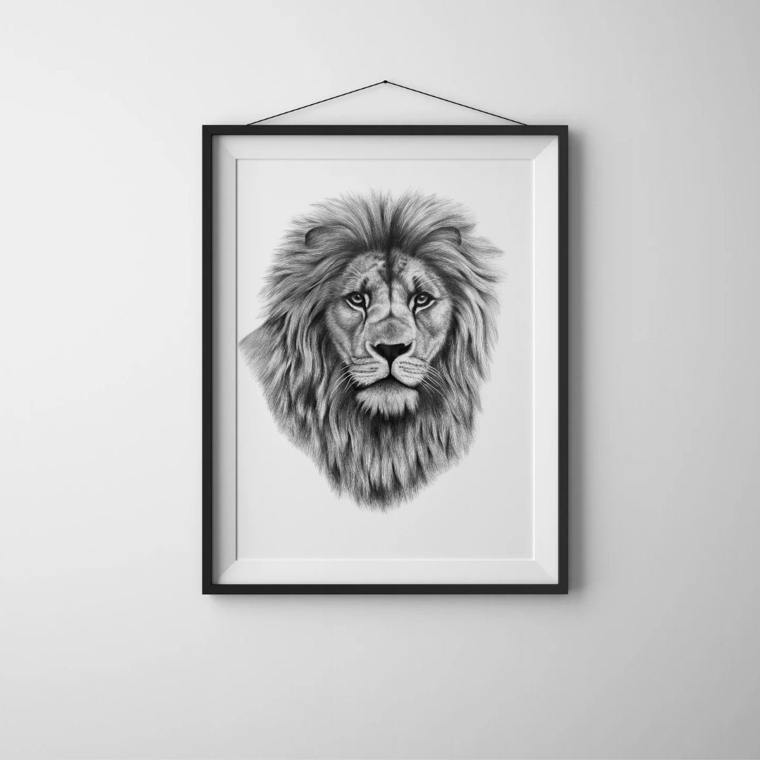 Lion Drawing Giclée Print Realistic Art Lion King Wall Art Fine Art ...