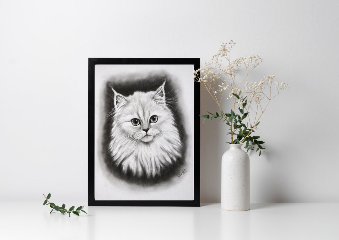 ORIGINAL Cat Art, Realistic Animal Art, Graphite Drawing, Cat Wall ...
