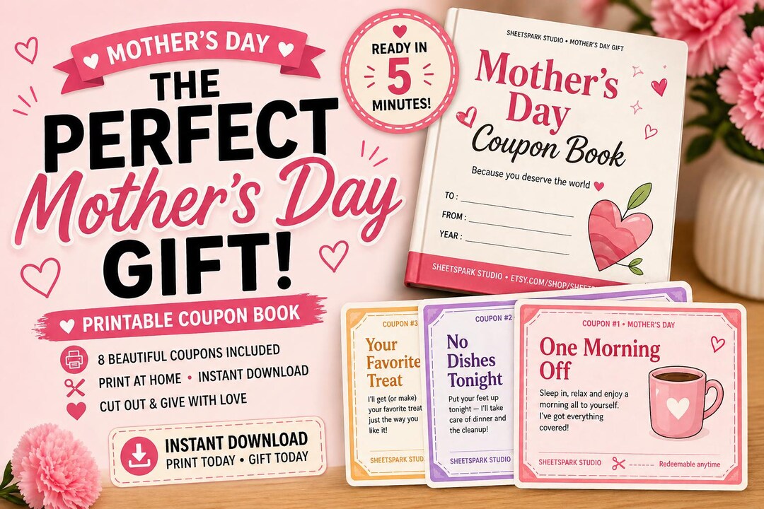 Mothers Day Coupon Book Printable | Mom Gift PDF | Mother's Day Gift ...