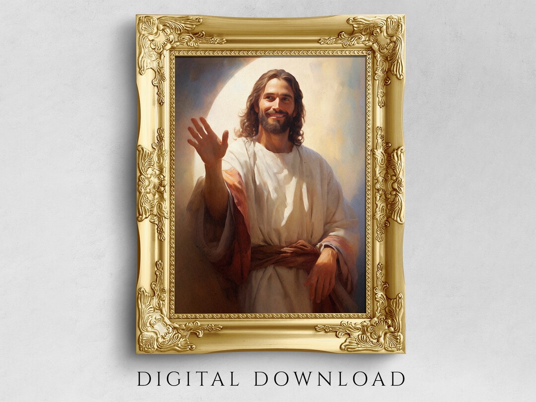 Jesus Christ Waving and Smiling, Inspired by Biblical Stories ...