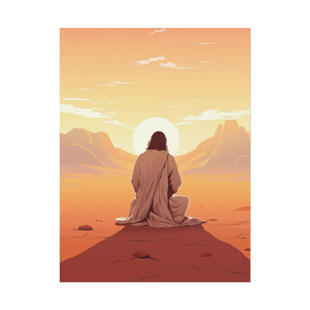 Jesus Christ Praying in the Desert Inspired by Biblical - Etsy