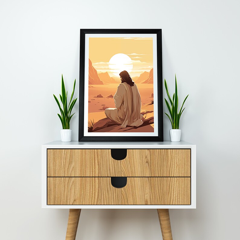Jesus Praying in Desert Art: Christian Home Decor (digital Download) - Etsy