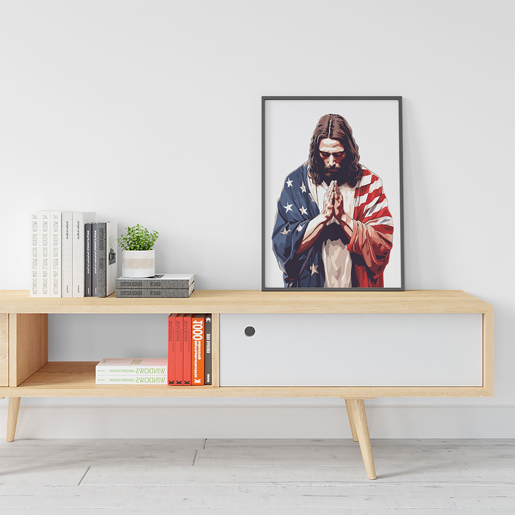 Praying Jesus Christ Wrapped in the American Flag, A Printable ...