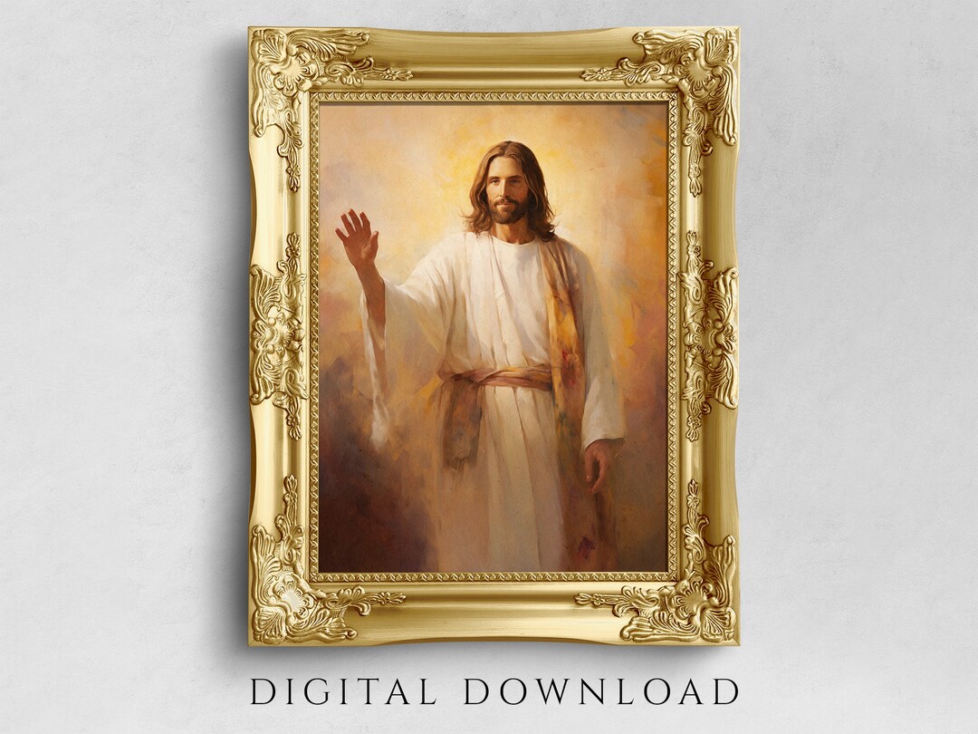 Jesus Waving, Inspired by Biblical Stories, Printable Art for Christian ...