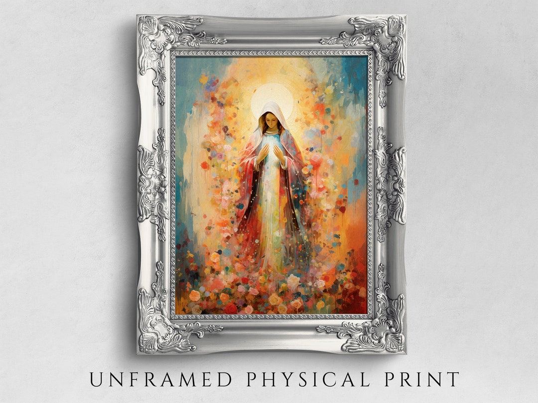 Virgin Mary Watercolor Painting: Christian Home Decor Art Print on Pape ...