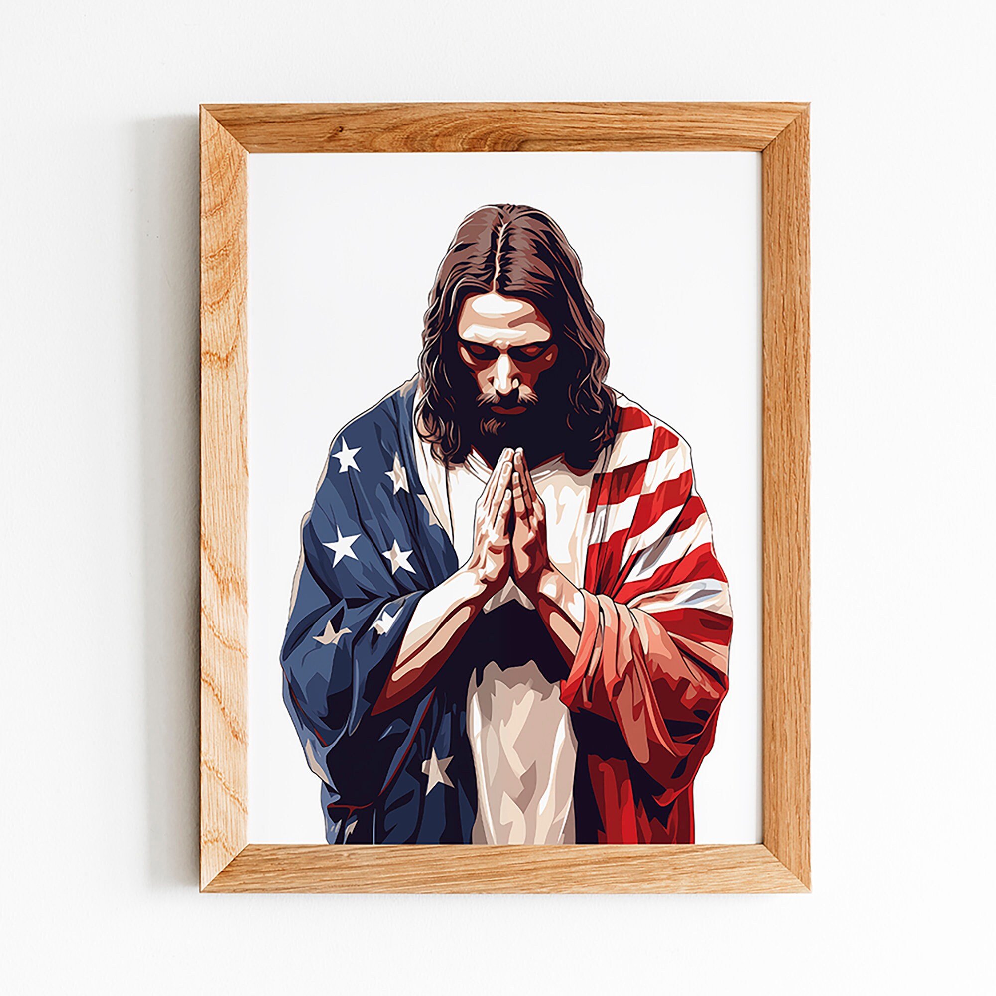 Praying Jesus Christ Wrapped in the American Flag, A Printable ...