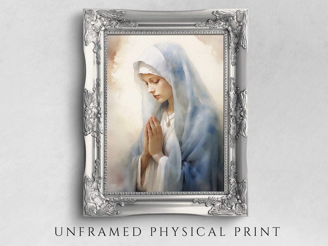 Praying Virgin Mary, Bible Poster, Watercolor Christian Home Art Decor ...